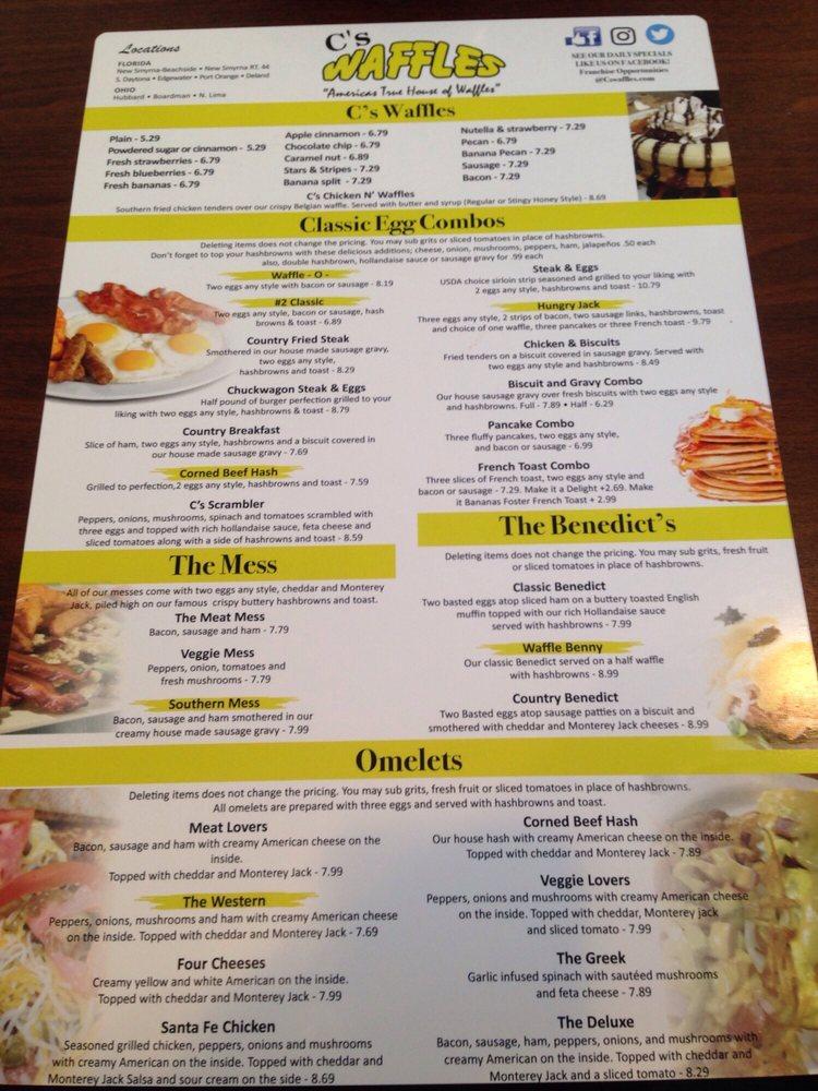 Menu at C's Waffles Deland restaurant, DeLand
