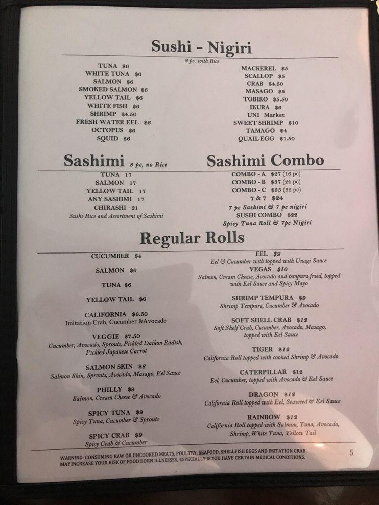 Menu at Kai Sushi & Dining restaurant, Santa Fe