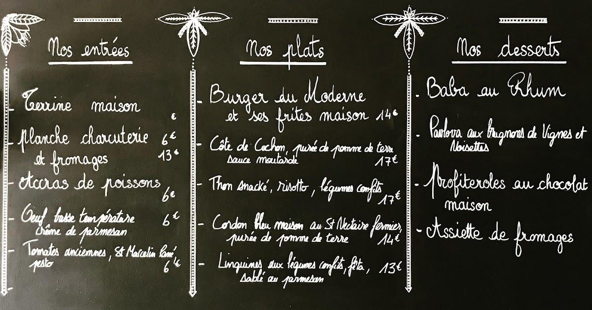 Menu au Le Bistrot Moderne La Rochelle restaurant, La Rochelle