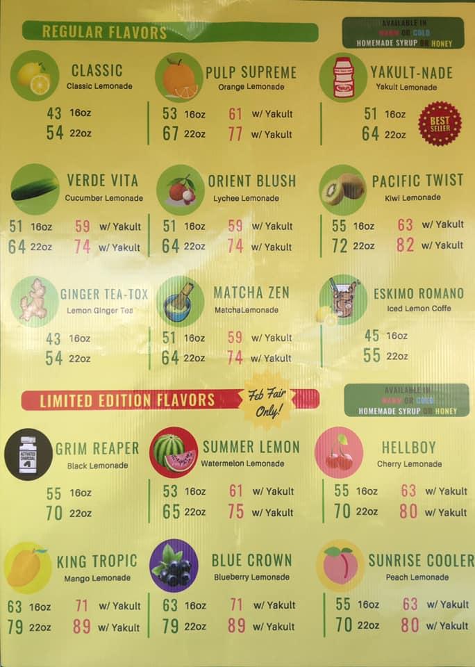 Menu at Lemon Seed cafe, Los Baños