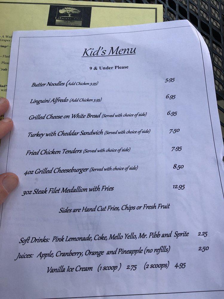 Menu at Liberty Oak pub & bar, Greensboro