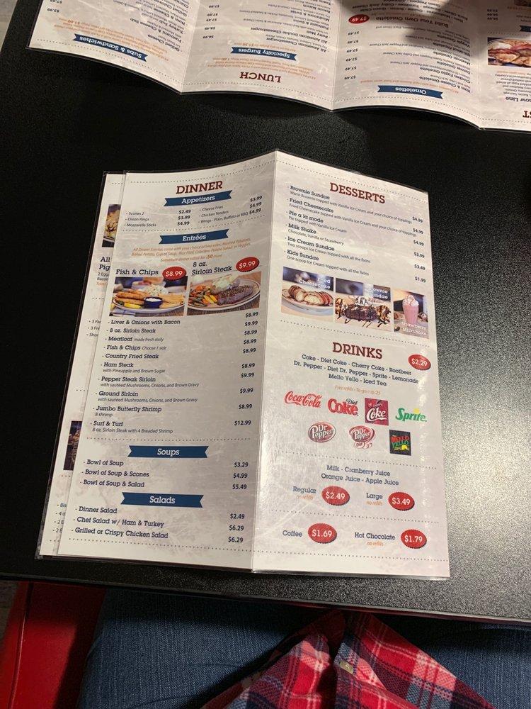 Menu at All American Diner restaurant, Cedar City