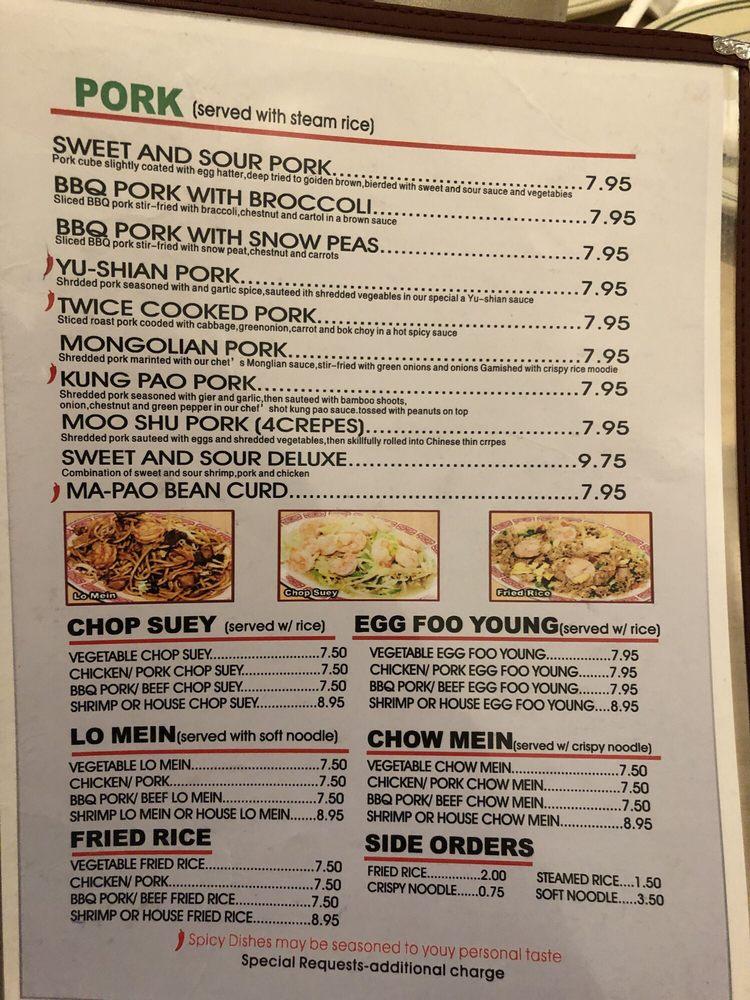 Menu at Big Heng restaurant, Peoria