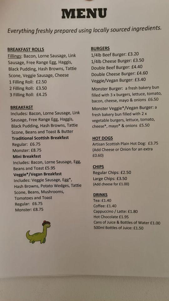 Menu at Comfort Foods fast food, Inverness