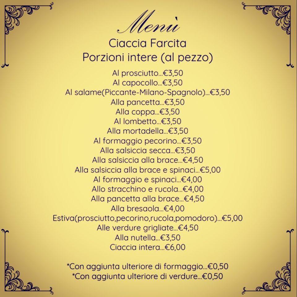 Menu da Il Sasso pub & bar, Città di Castello, Località Sasso n. 11