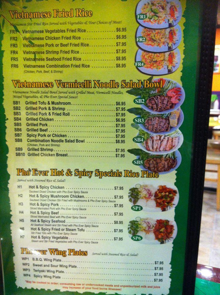 Menu at Pho Ever & Wok restaurant, Puyallup, Canyon Rd E Ste 47