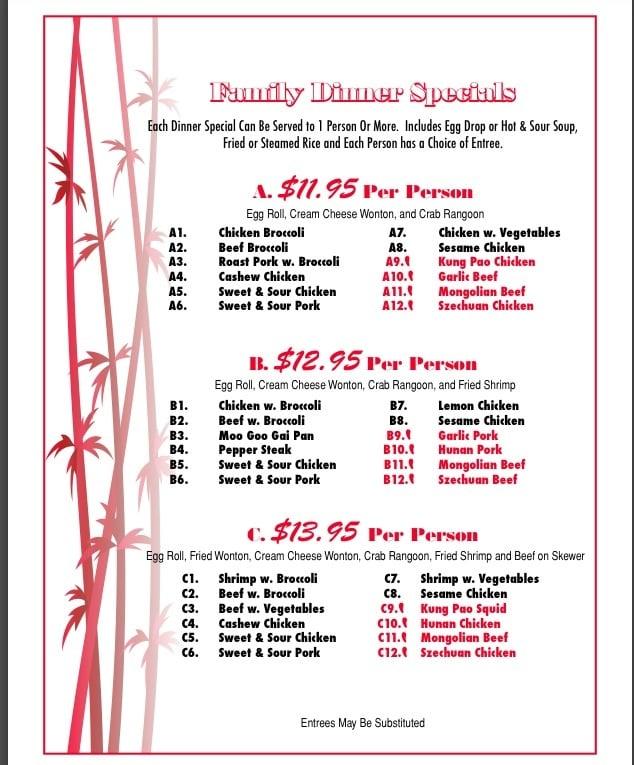 Menu at Tea Palace restaurant, Pueblo, 46 E Dunlap Dr