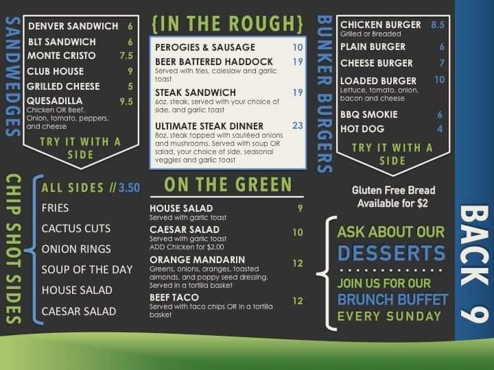 Menu at 19th Hole Bar & Grill, Roblin