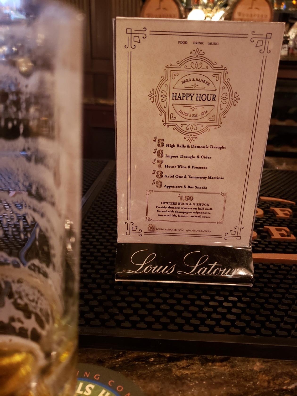 Menu at Bard & Banker, Victoria