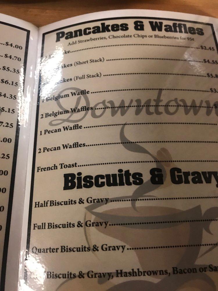 Menu at Downtown Cafe, Tipton