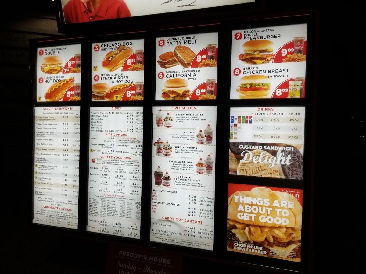 Menu at Freddy's Frozen Custard & Steakburgers fast food, Maricopa, N ...