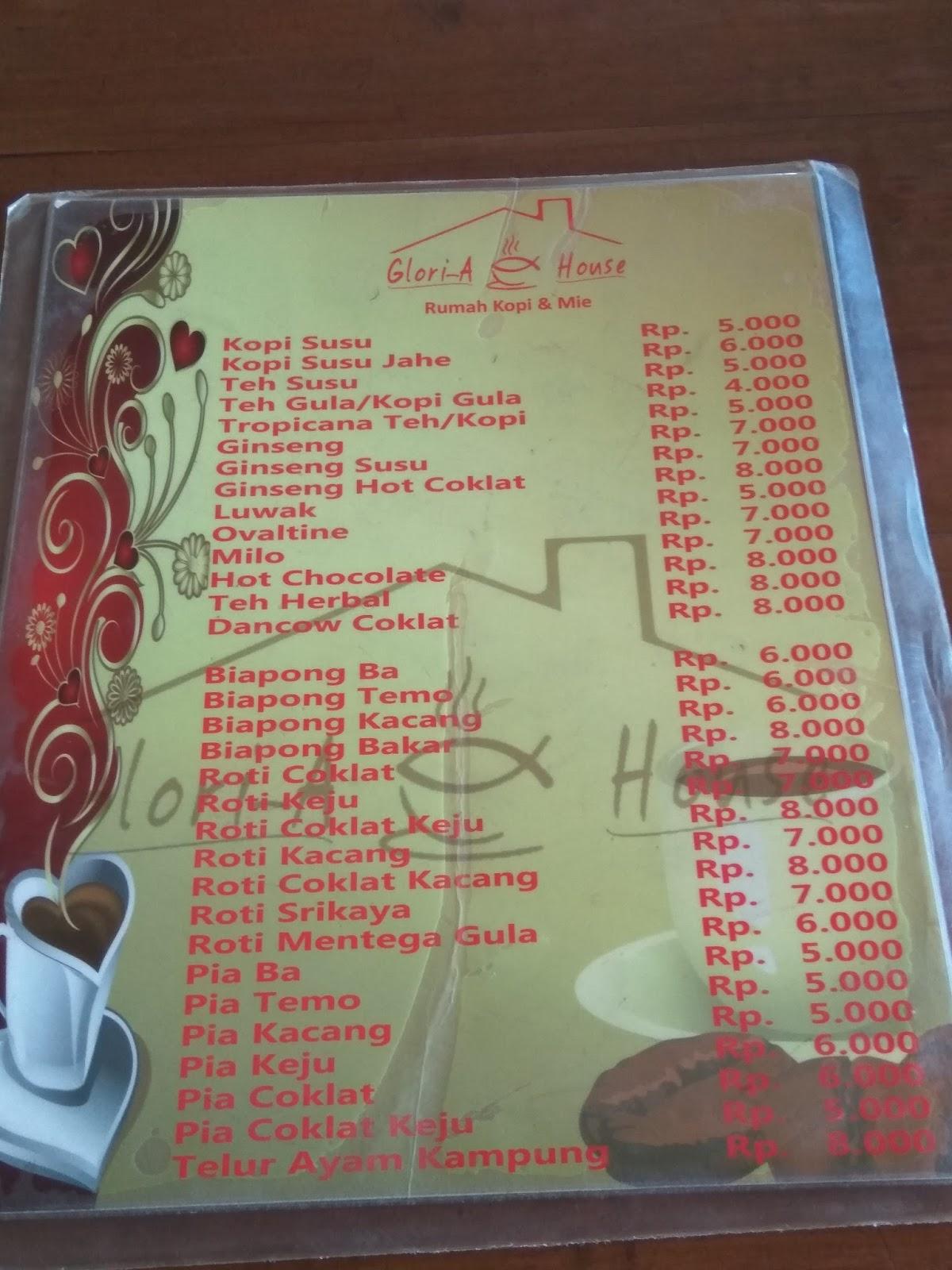 Menu at Rumah Kopi Glori-A cafe, Kinali Satu