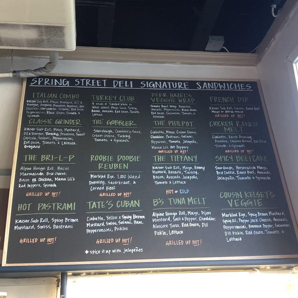 Menu at Spring Street Deli restaurant, Friday Harbor