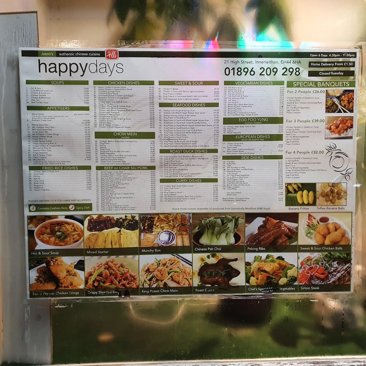 Menu at The Happy Days fast food, Innerleithen