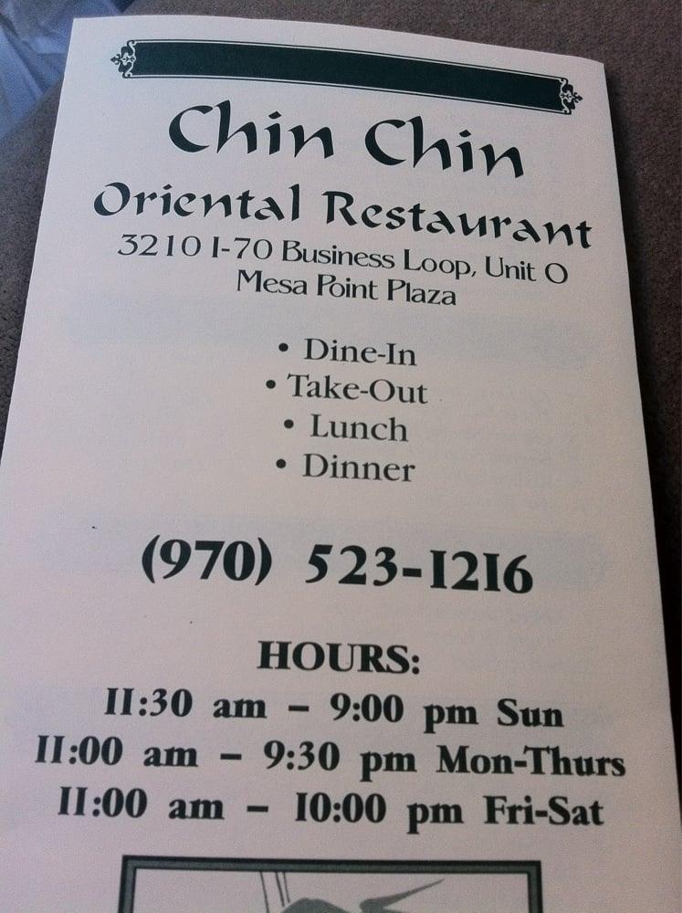 Menu at Chin Chin Restaurant, Clifton