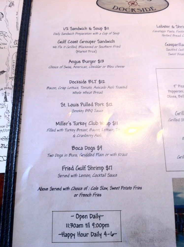 Menu at Eagle Grille & Miller's Dockside restaurant, Boca Grande