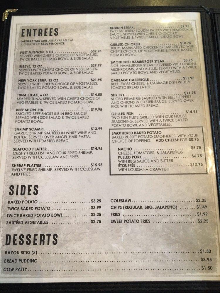 Menu at Prime Butcher & Brasserie steakhouse, Lake Charles