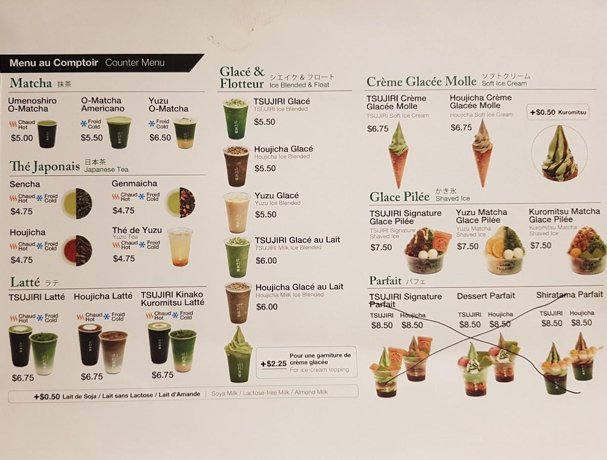 Menu at TSUJIRI Montreal restaurant, Montréal