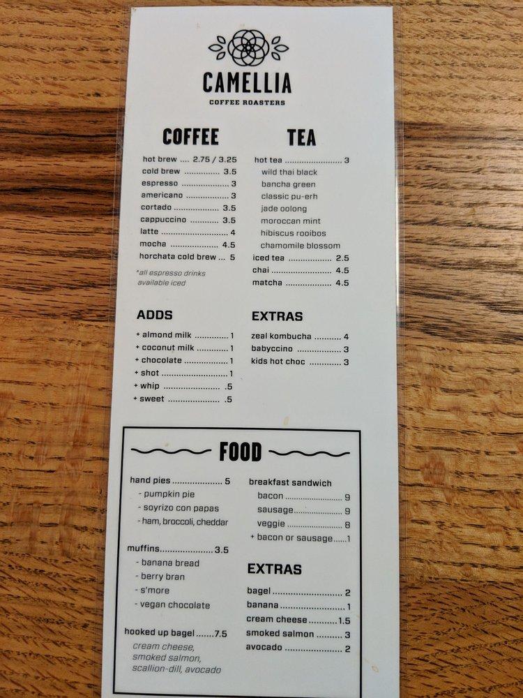 Menu at Camellia Coffee Roasters cafe, Sacramento, R St Suite 130