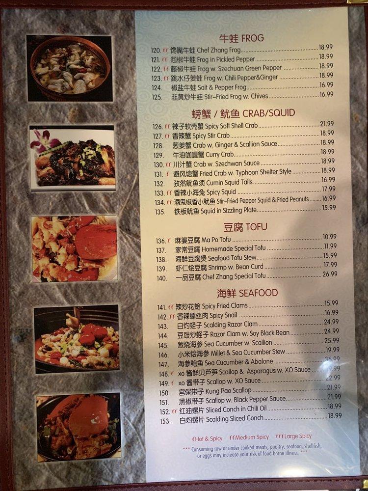 Menu at Chef Zhang restaurant, Evesham Township