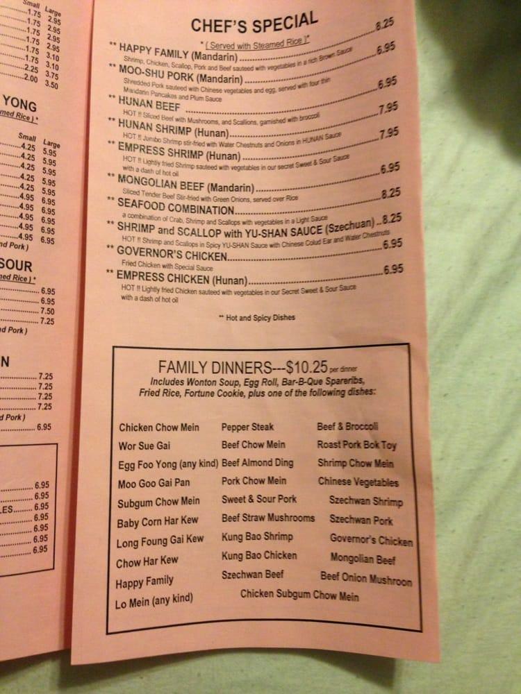 Menu at China Mountain II restaurant, Willowick, Vine St