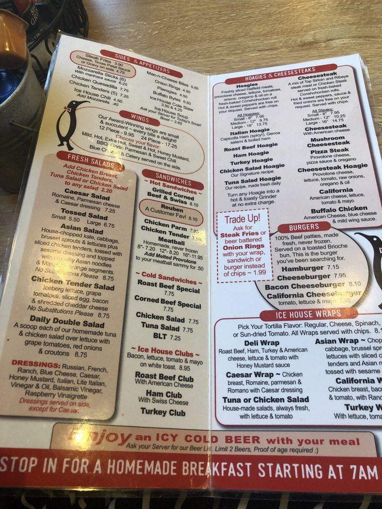 Menu at Ice House pizzeria, Pottstown