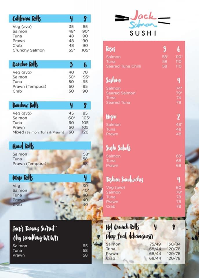 Speisekarte von Jack Salmon restaurant, Durban