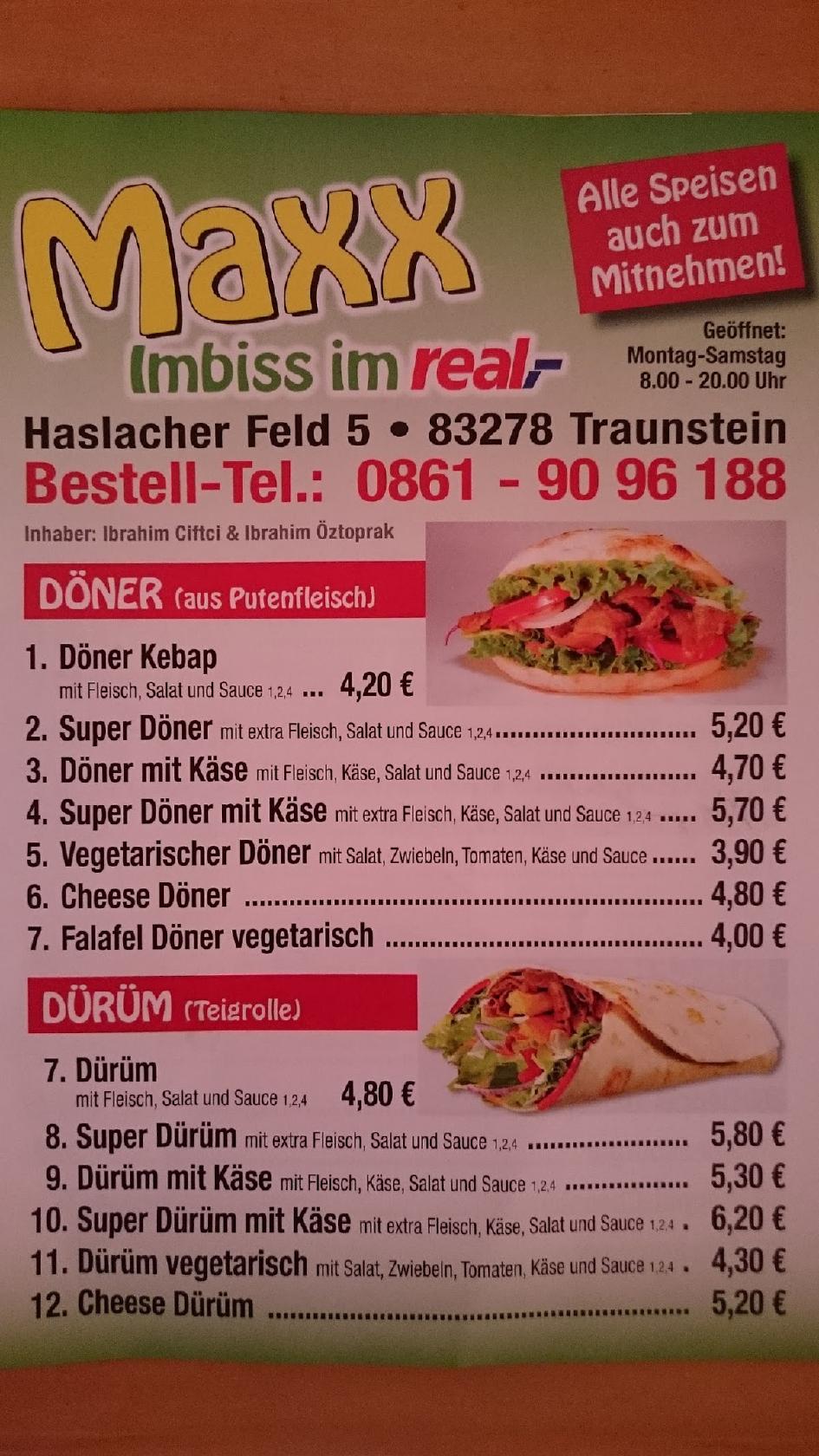 Speisekarte von Maxx - Imbiss Haslach pub & Bar, Traunstein
