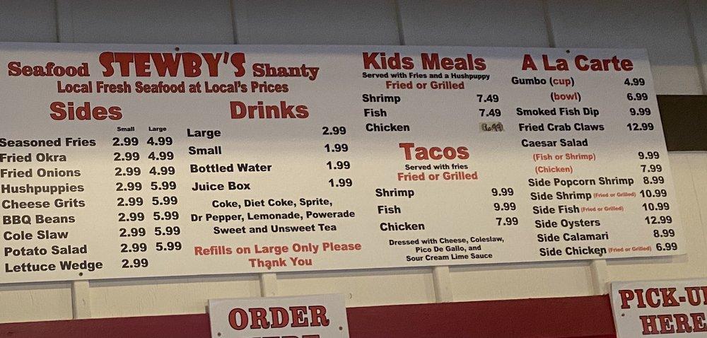 Carta de comida rápida Stewby's Seafood Shanty, Fort Walton Beach, 235 Santa Rosa Blvd