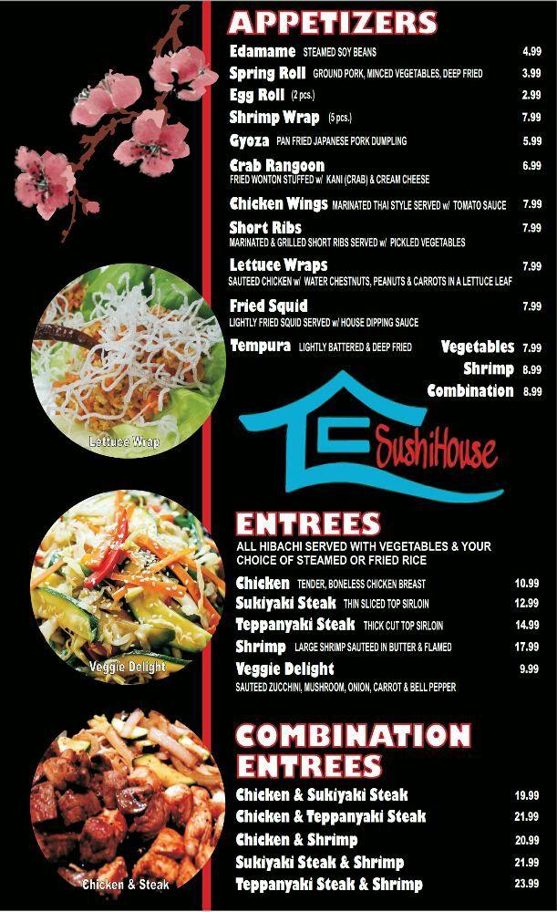 Menu at Sushi House restaurant, Amarillo