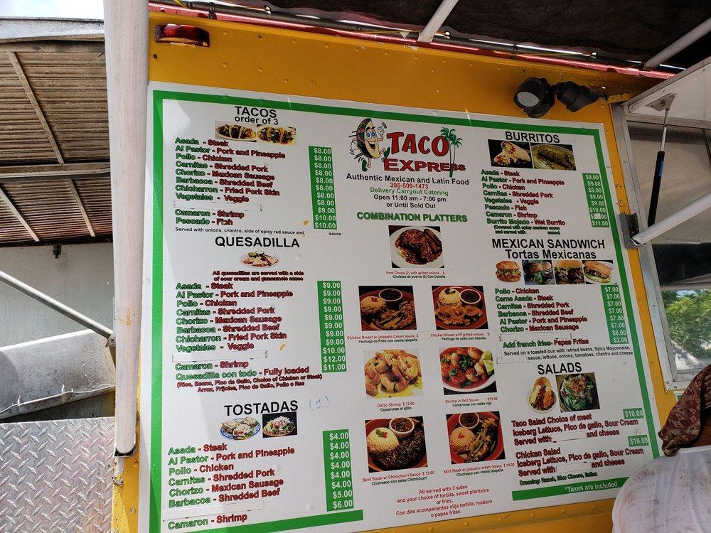 Menu at Taco Express restaurant, Stock Island, Corner of Cross St. And