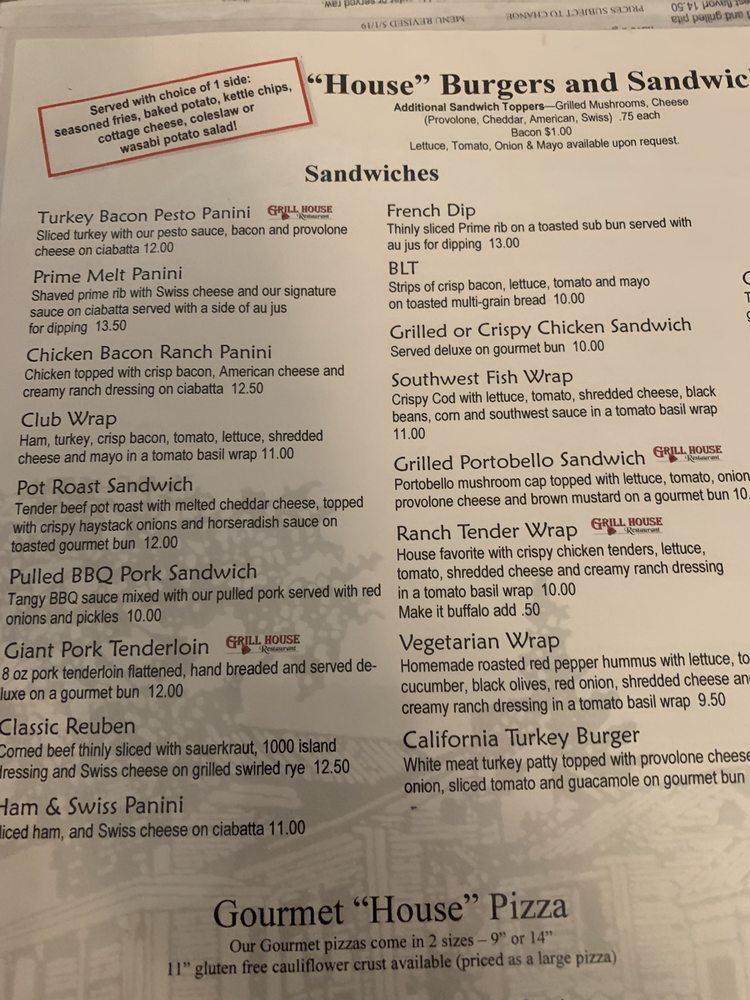 Menu at The Grill House steakhouse, Allegan, 32nd St