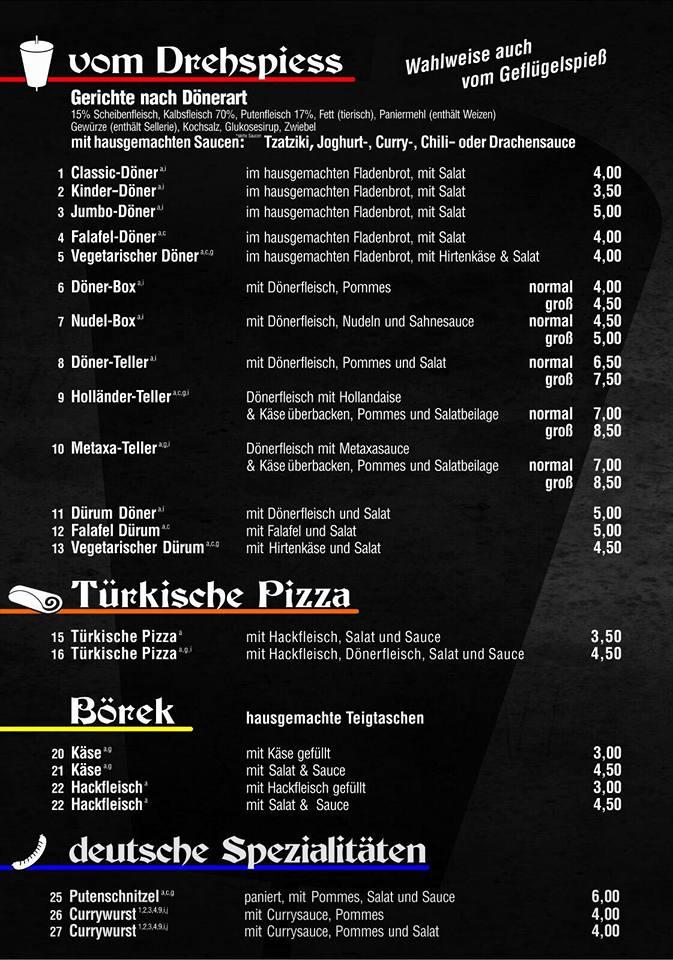 Menu at Batman Grillhouse pizzeria, Rendsburg