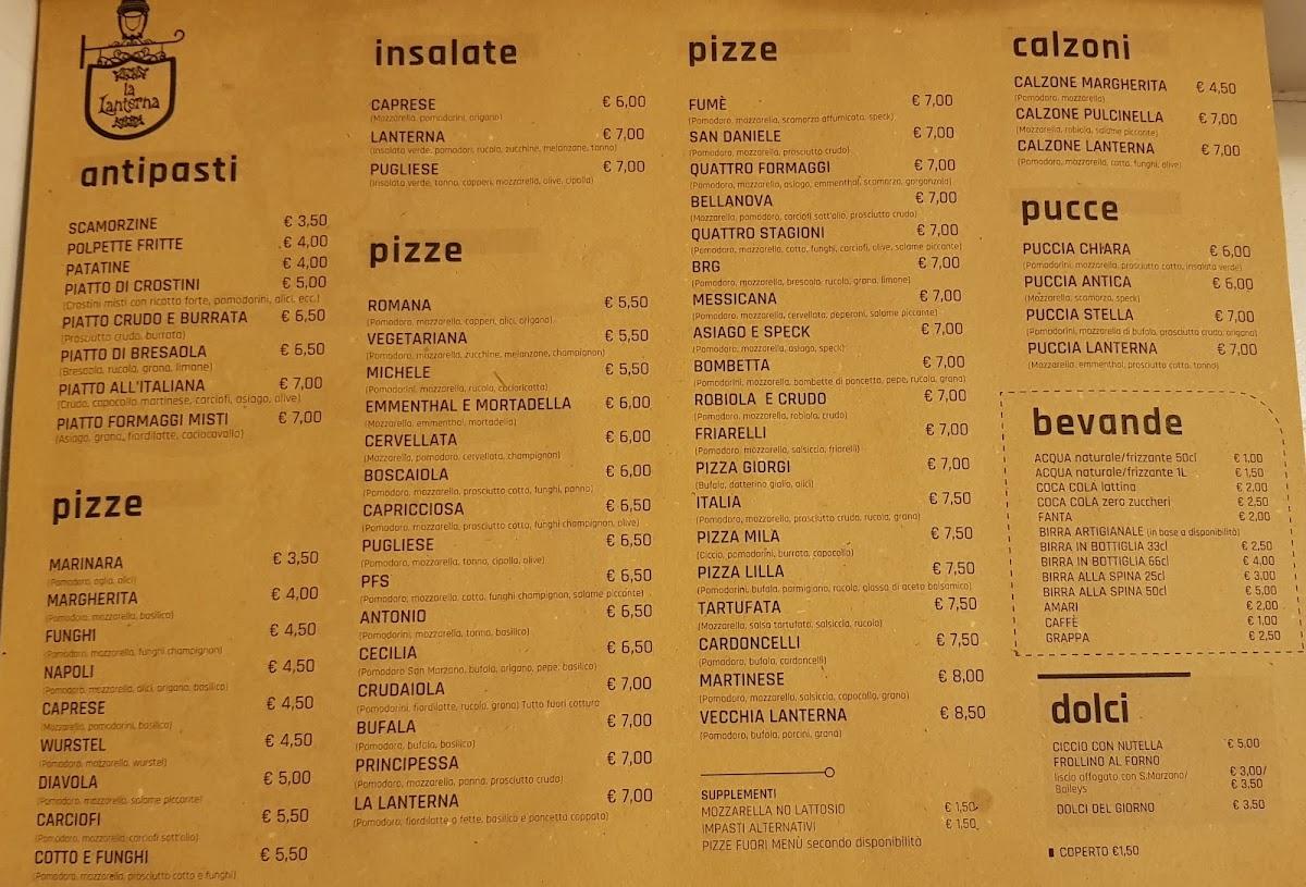 Menu da Pizzeria La Lanterna, Martina Franca