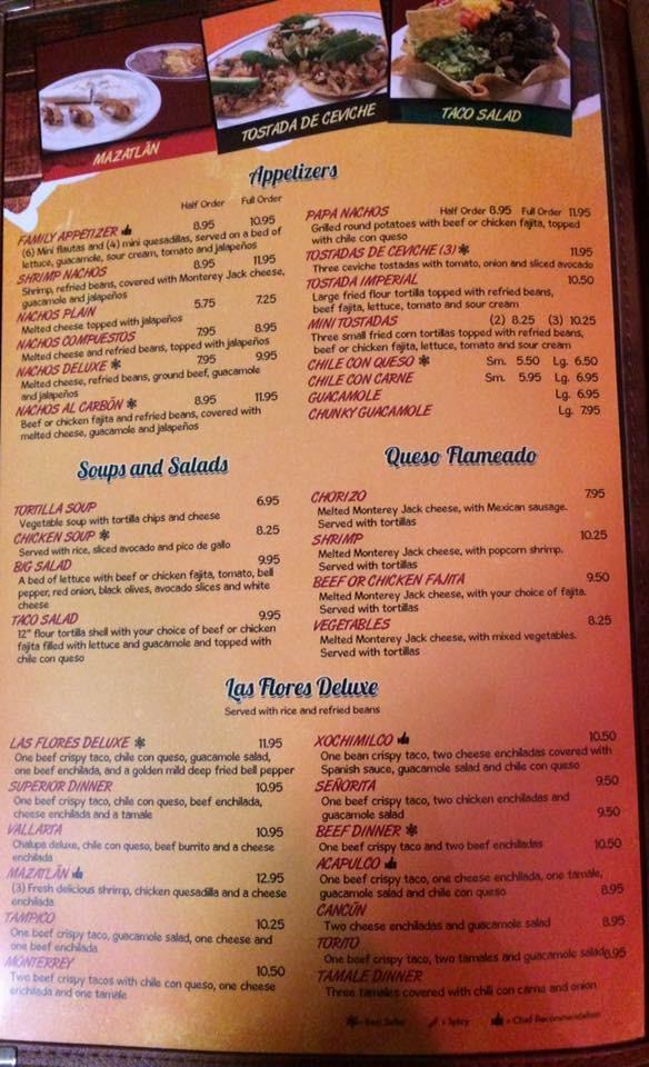 Menu at Las Flores Mexican Restaurant, Houston, Stuebner Airline Rd F
