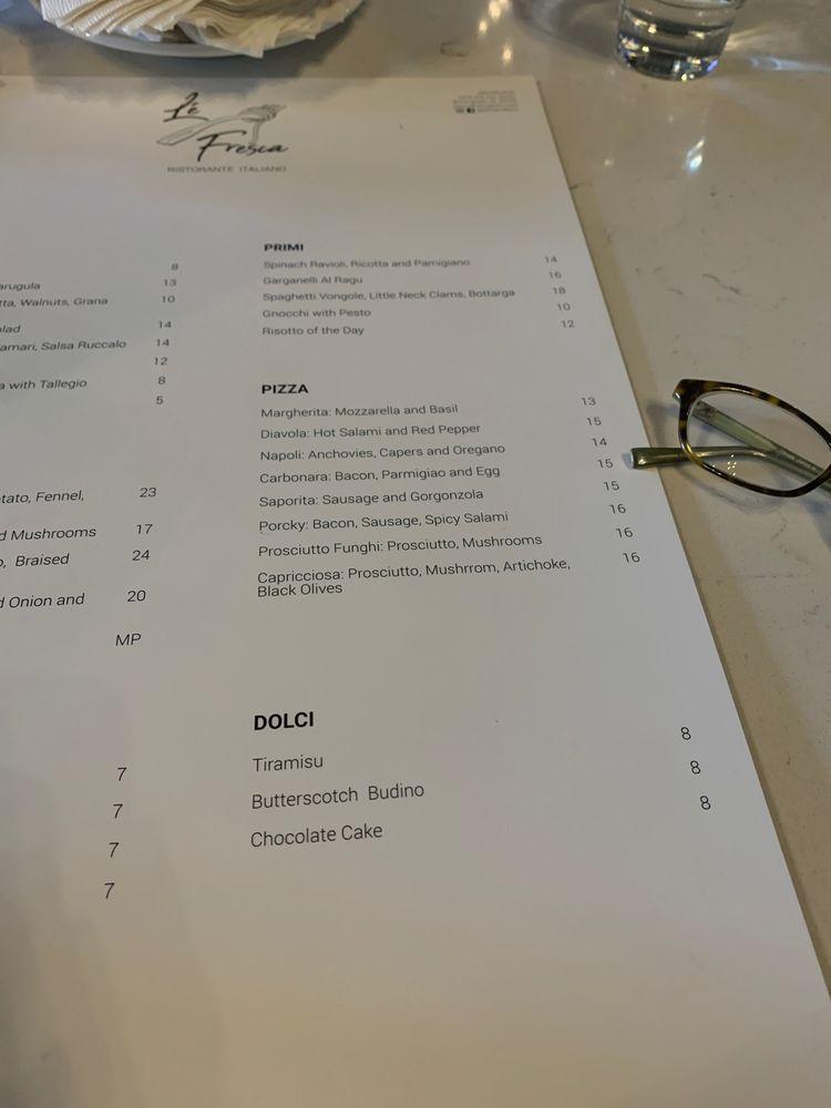 Menu at Lé Fresca pub & bar, Birmingham