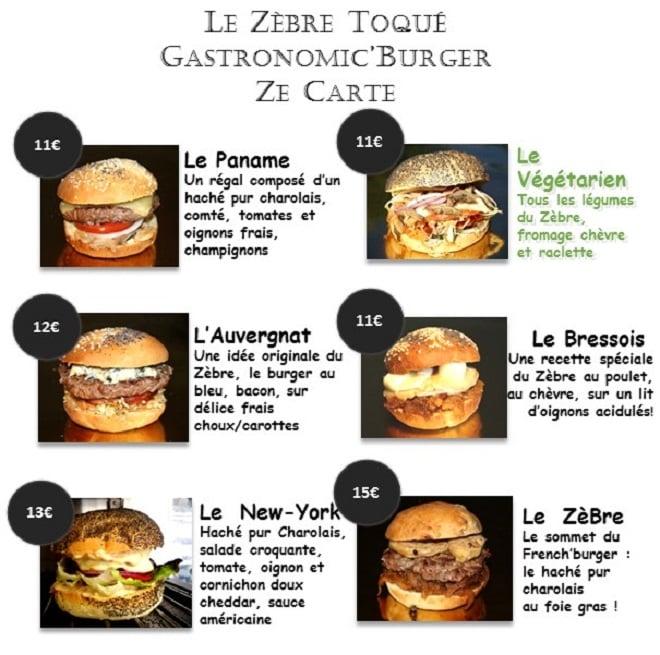Menu at le zèbre toqué restaurant, Paris, 53 Bd du Montparnasse