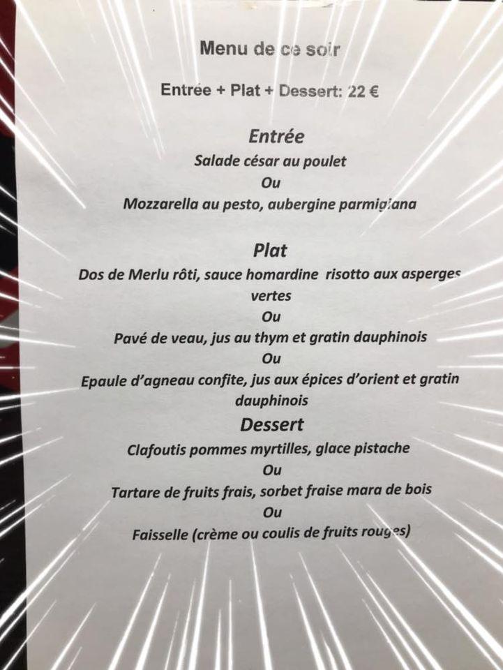 Menu at Ck’s Lounge restaurant, Lyon