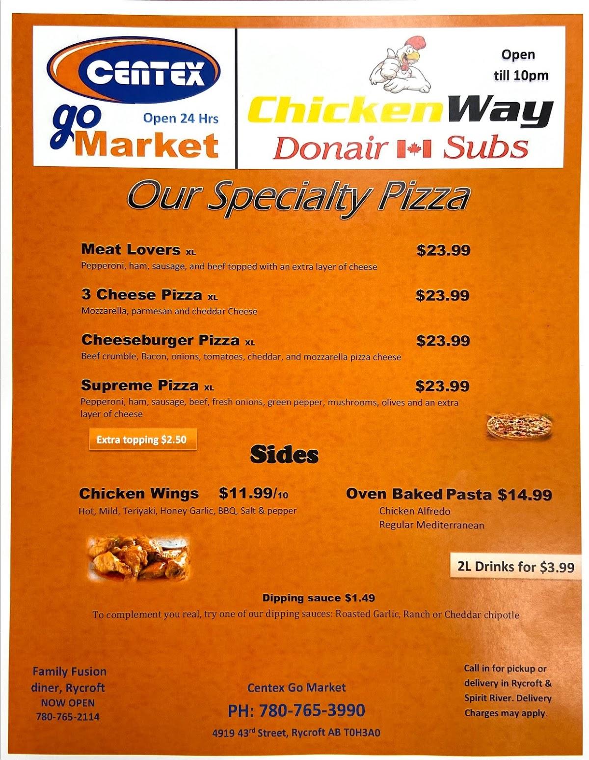 Menu at Chicken Way restaurant, Rycroft