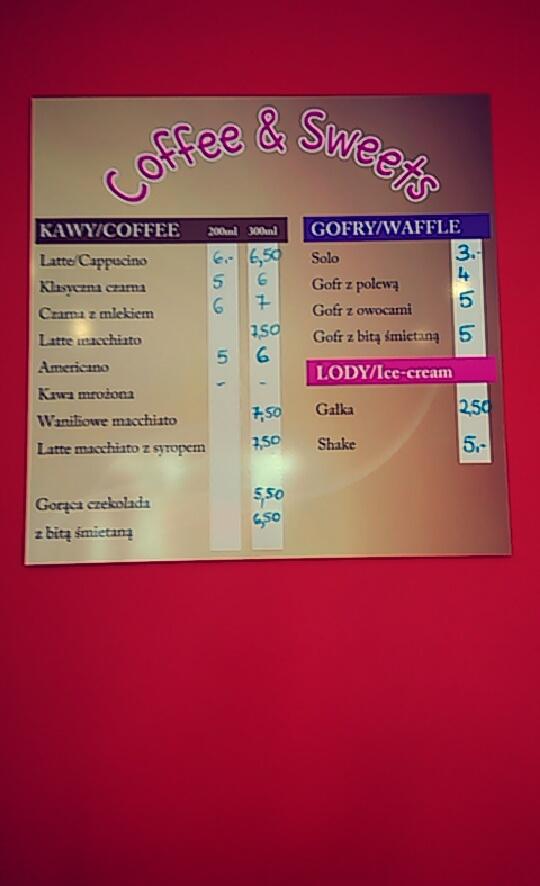 Menu at Coffee & Sweets restaurant, Wieliczka