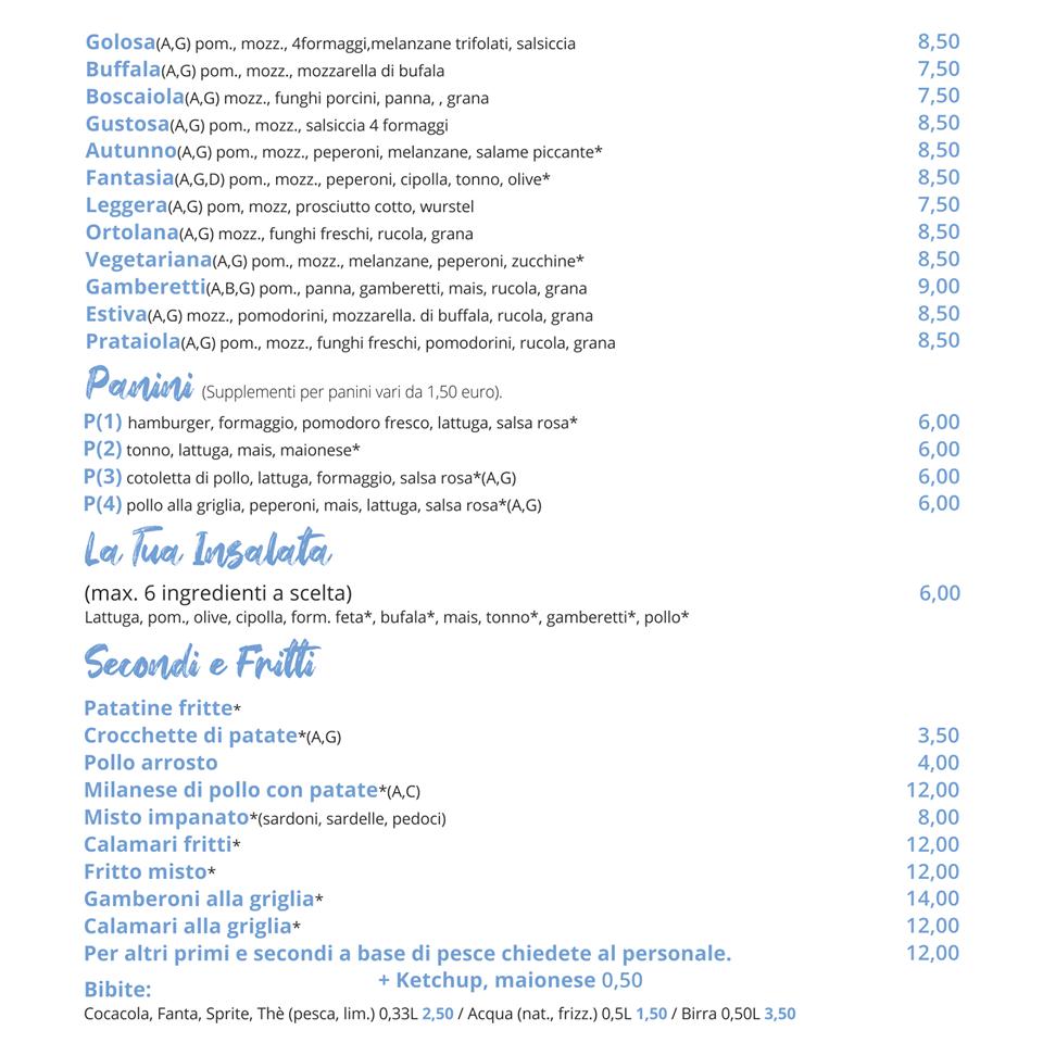 Menu da ristorante,pizzeria.hotel, Duino