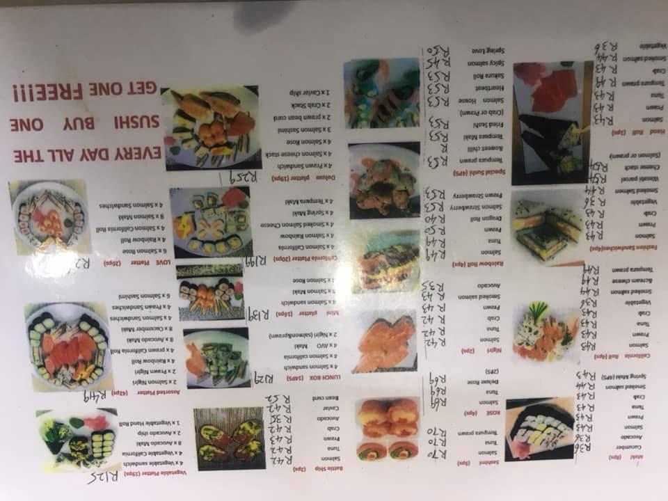 Menu at Fly Dragon restaurant, Rustenburg