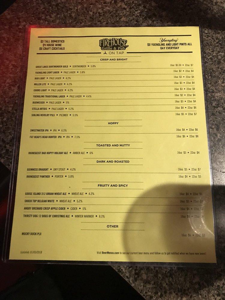 Menu at Firehouse Grille & Pub, Tallmadge