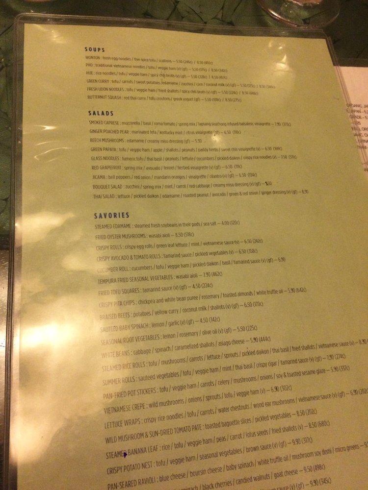 Menu at Heart and Soy / Roots restaurant, Louisville, Bardstown Rd