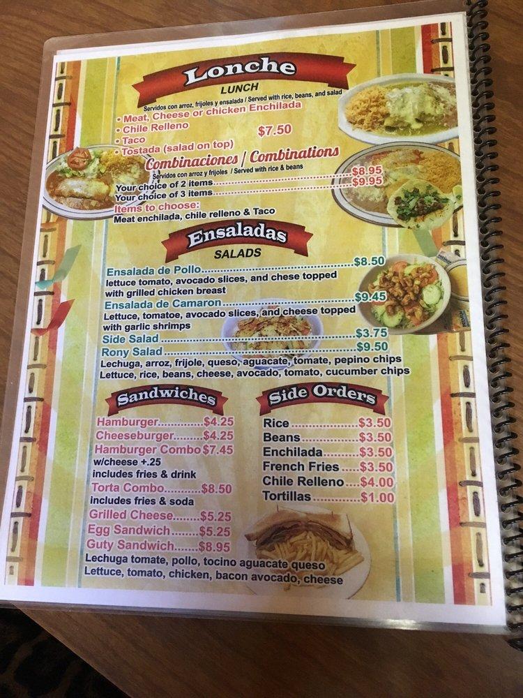 Menu at La Perla Tapatia Restaurant, Delano