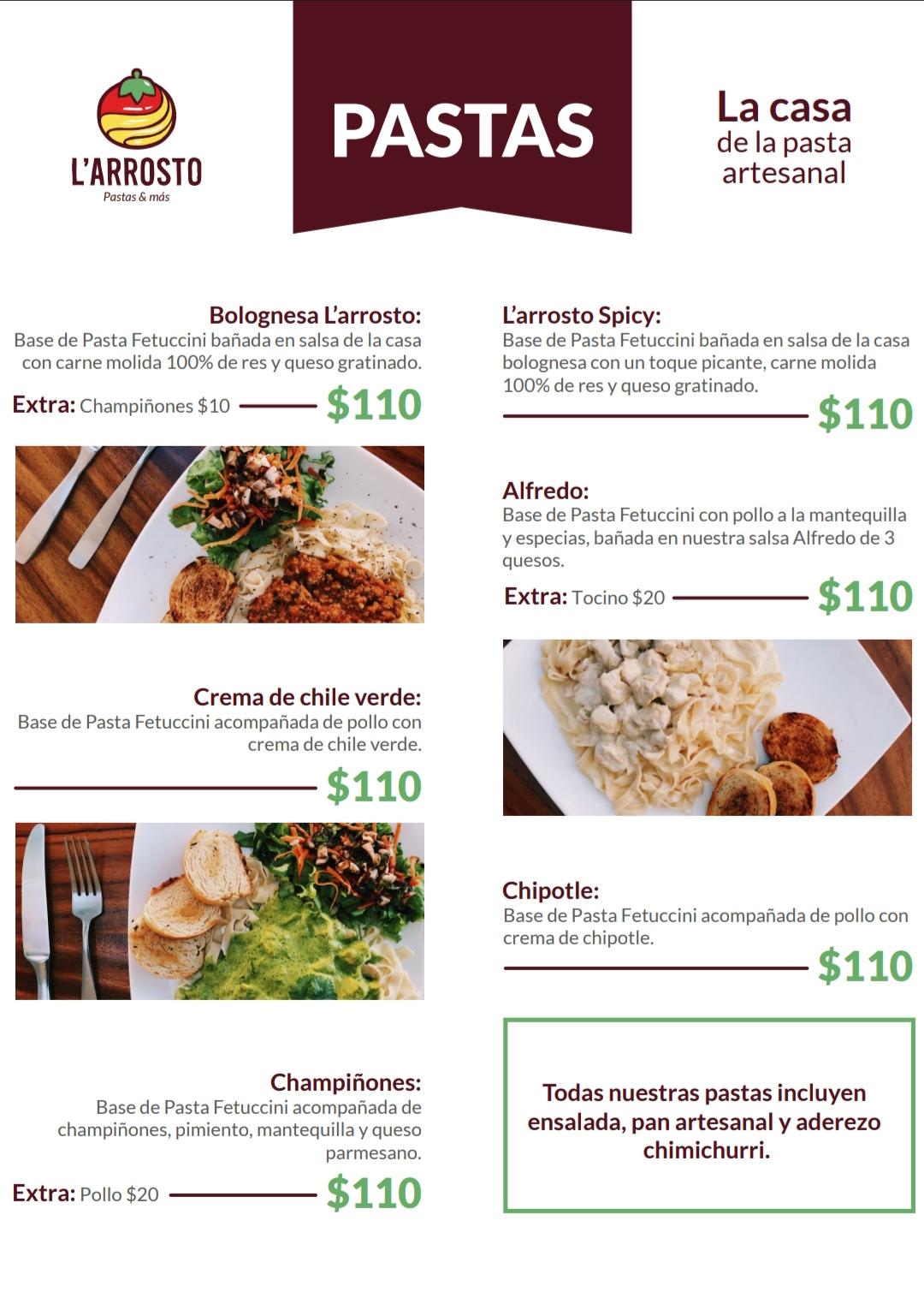 Menu at L'arrosto restaurant, Hermosillo
