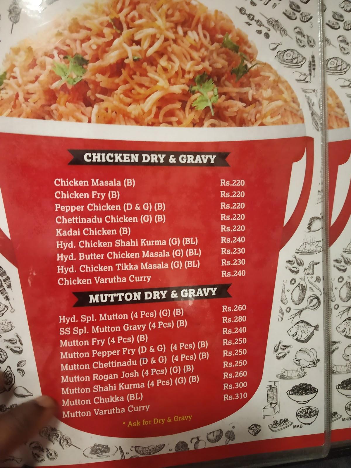 Menu at SS HYDERABAD BIRYANI SAIDAPET, Chennai
