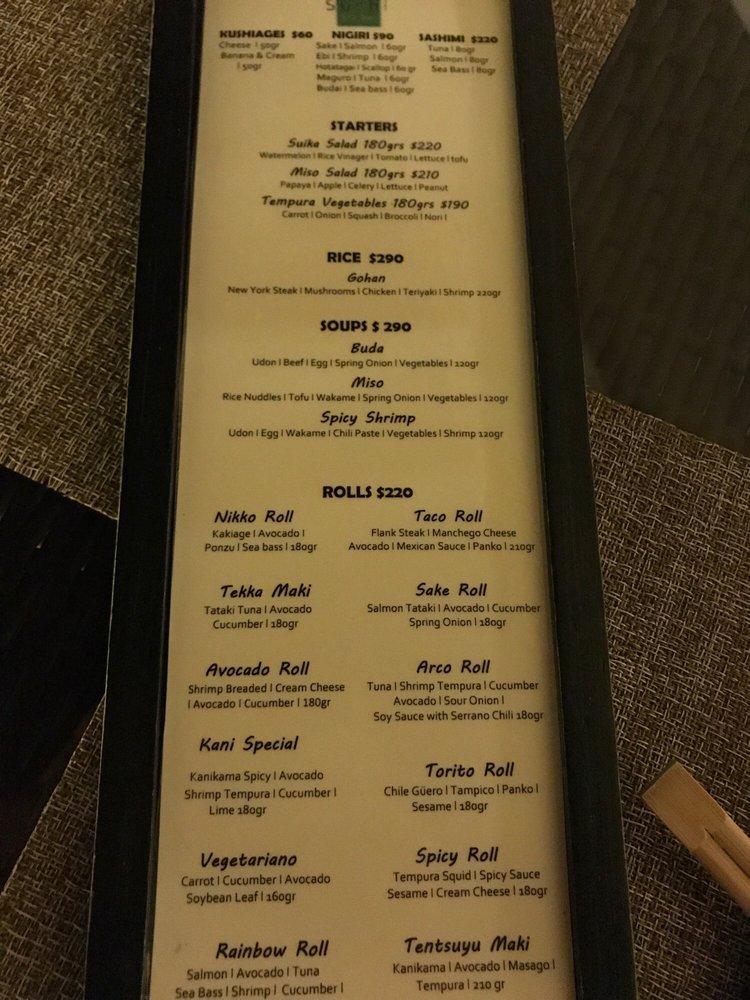 Menu at Sky bar, Mexico, Tourist Corridor