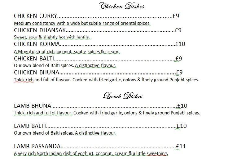 Menu at Buddha Buddha restaurant, Tenby