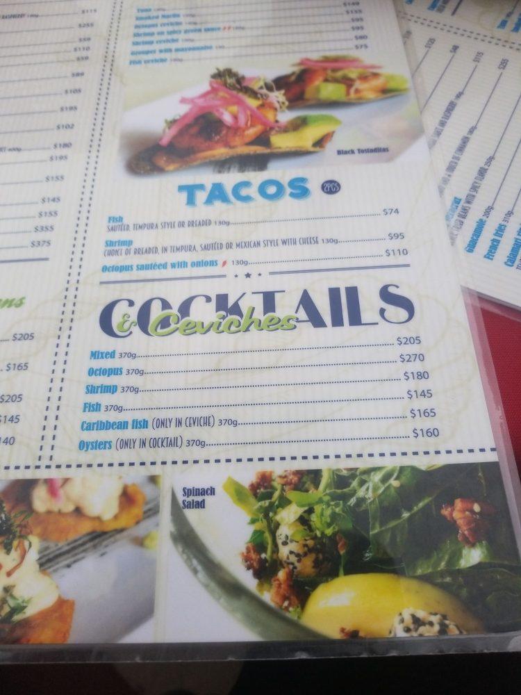 Menu at El Fish Fritanga restaurant, Cancún, Blvd. Kukulcan
